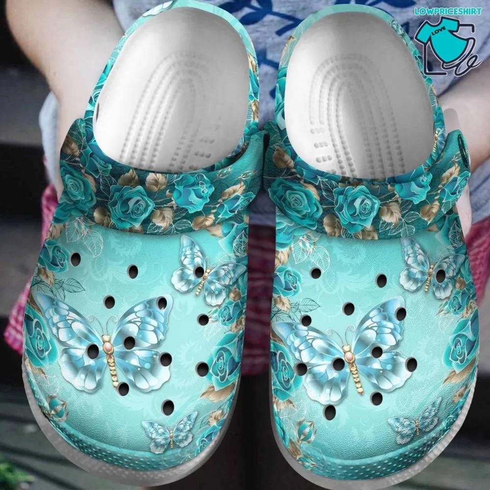 Butterfly Roses Stone Jade Green Classic Clogs Crocs Clog Shoes | by ...