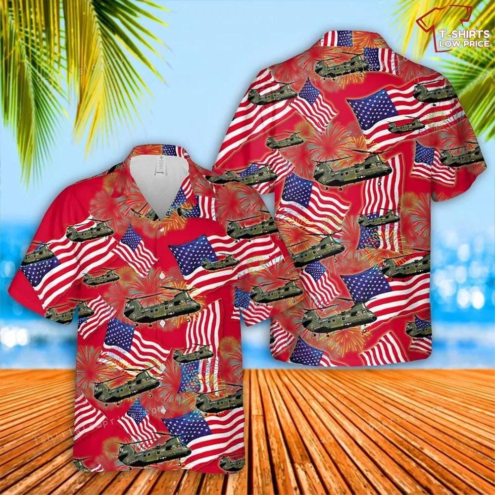 US Navy Boeing Vertol Ch-46 Sea Knight 4th Of July Aloha Hawaiian Shirt ...
