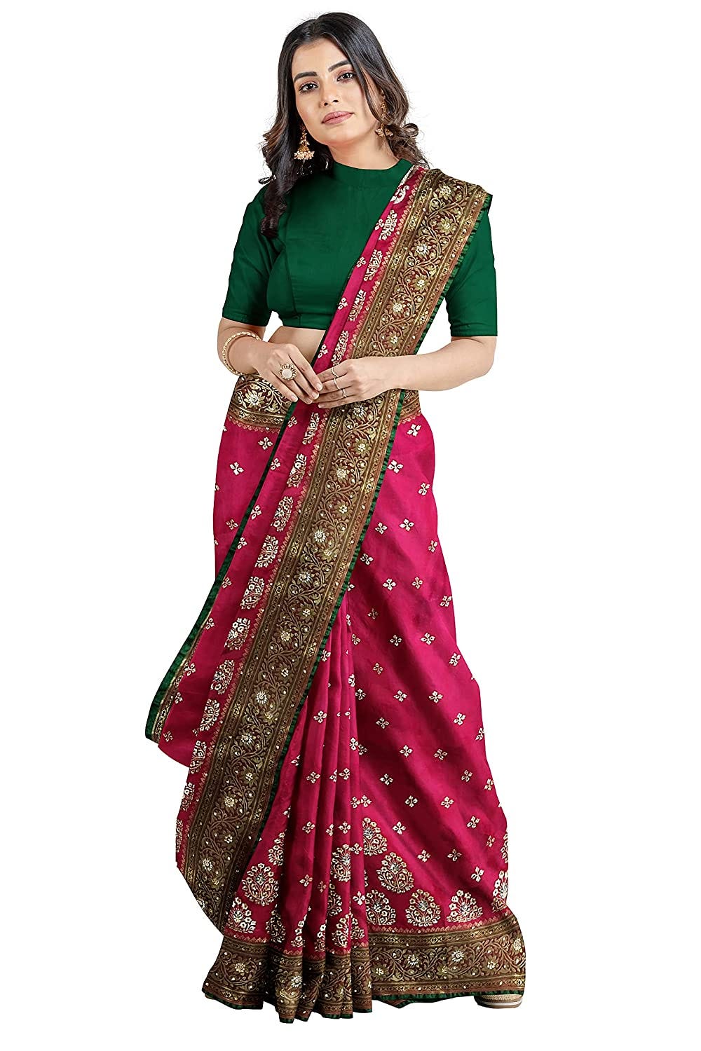 Shravanya Banarasi Satin Silk Pattu Sari with Fancy Kanjivaram Design ...
