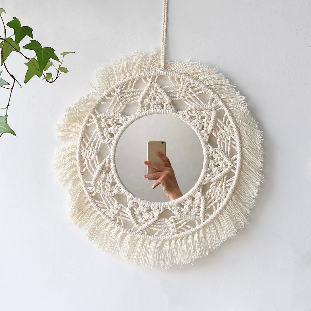 Macrame Round Mirror Decorative Mirrors Aesthetic | by Jewture Home ...