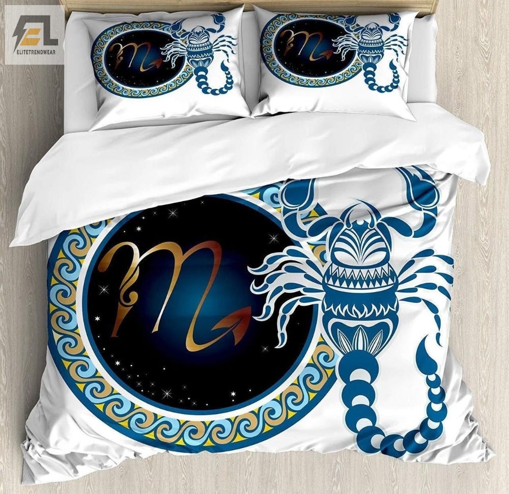 Zodiac Scorpio King Size Duvet Cover Set Ornamental Scorpion Bedding ...