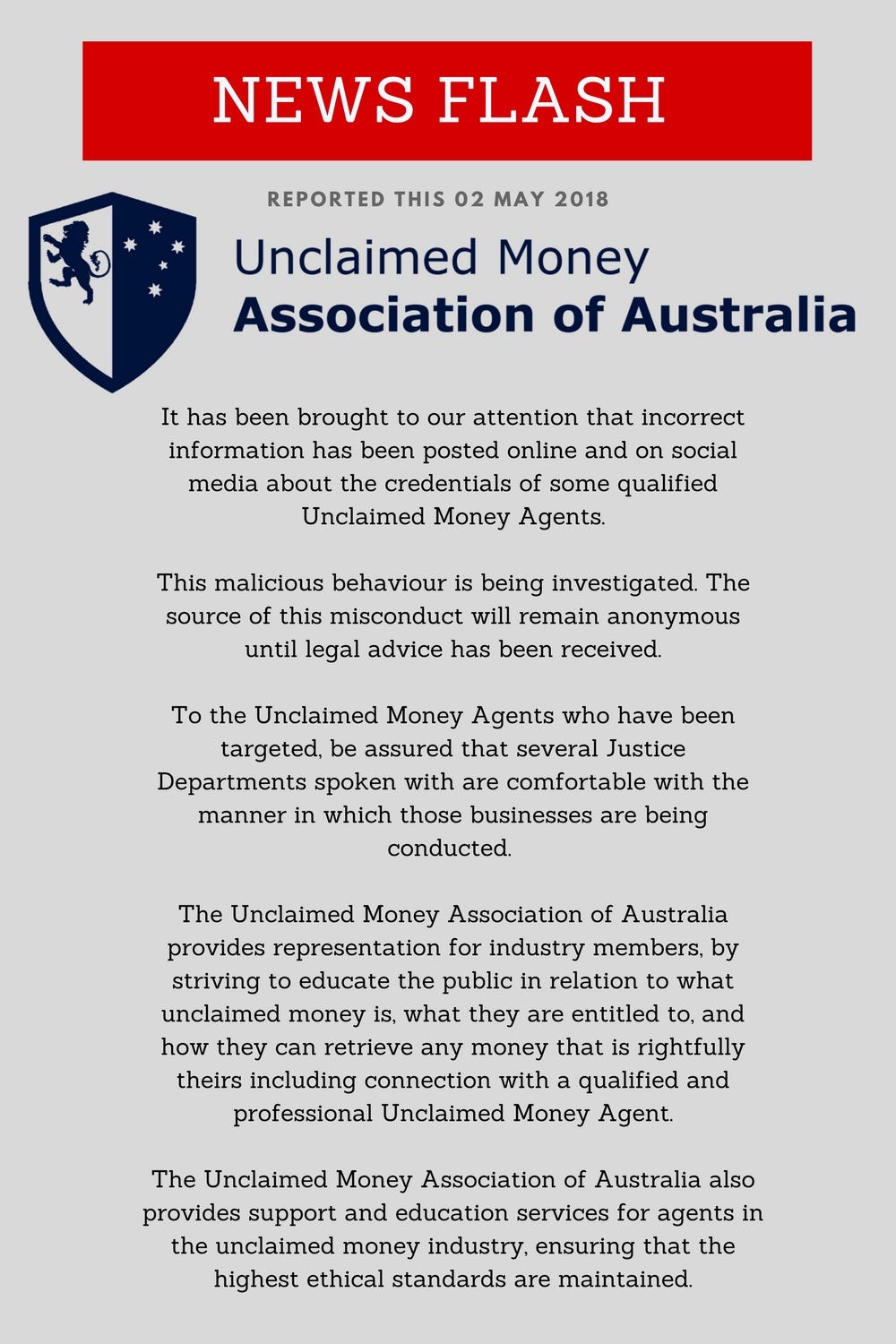 Unclaimed Money Association Of Australia | News Flash! | by Unclaimed ...