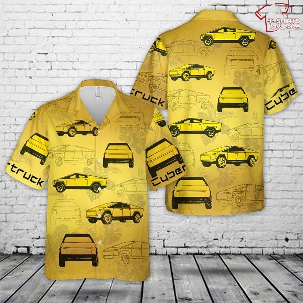 Telsa Cybertruck Silhouette Cheap Hawaiian Shirt | by Maddison Hamilton ...