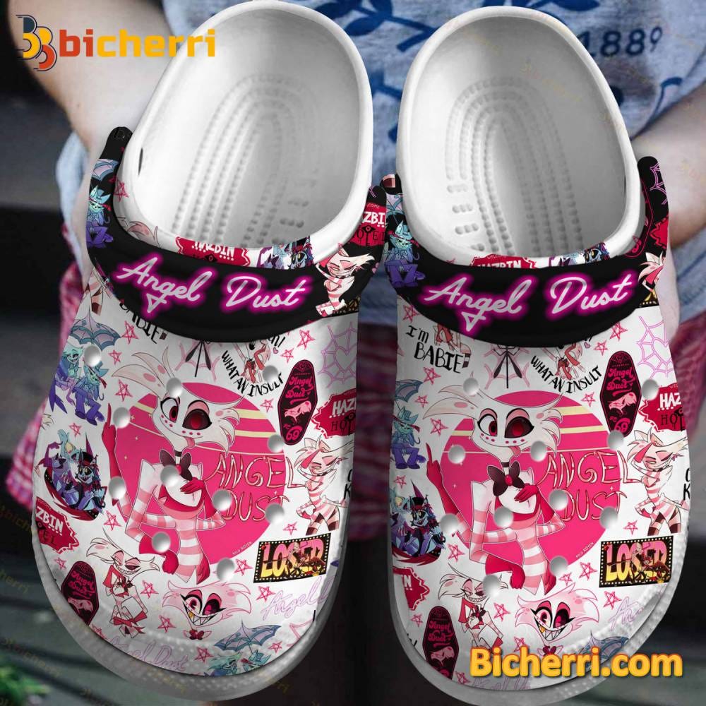 Step into the wild world of Hazbin Hotel with the Angel Dust Crocs ...
