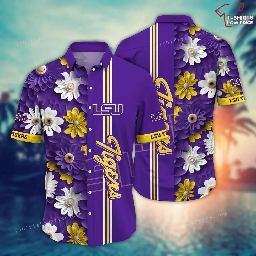 Lsu Tigers NCAA Flower Cheap Hawaiian Shirt 3D Shirt, Lsu Tigers ...