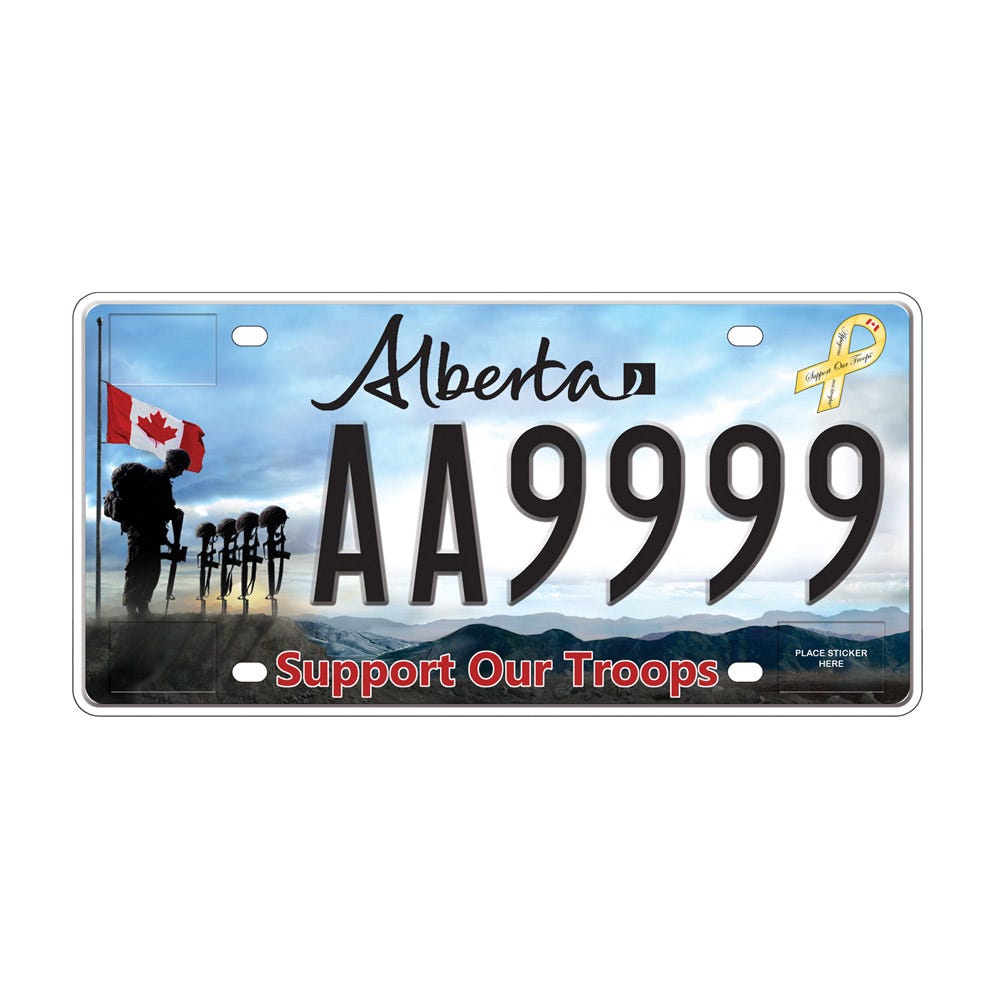 Alberta Support Our Troops Custom Plate - Nene Solutions ...