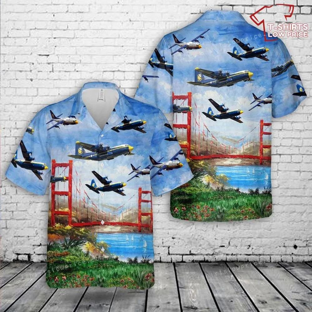 Lockheed C-130 Fat Albert Blue Angels Button Up Hawaiian Shirt | by ...