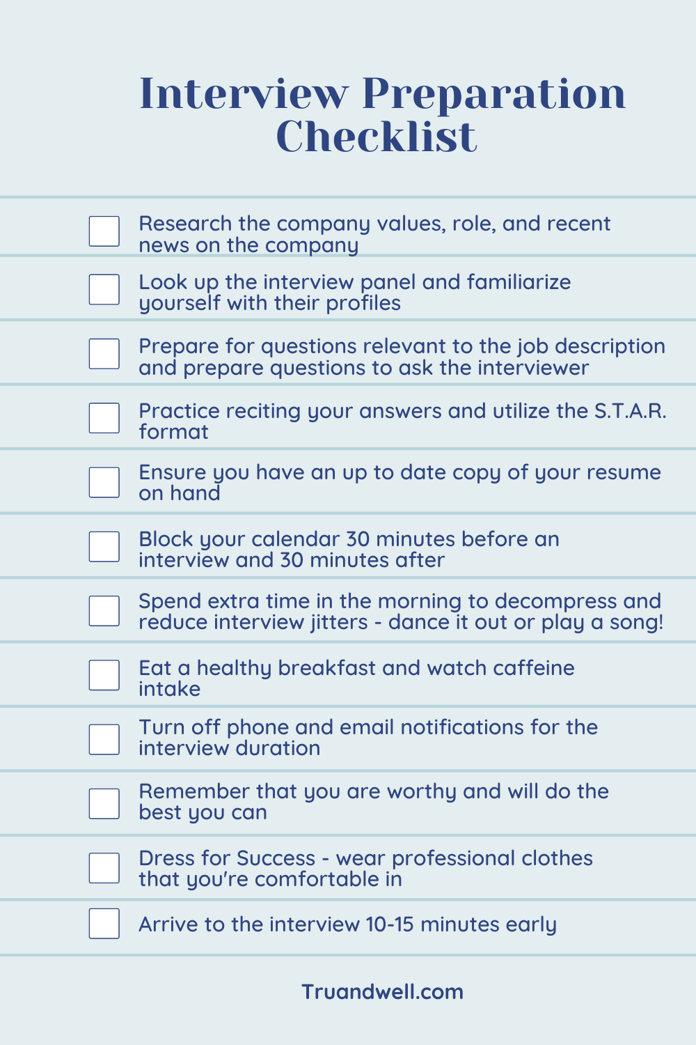 Interview Preparation Checklist - Tru And Well - Medium