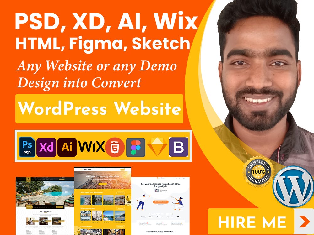 PSD, XD, Figma, Sketch or any Prototype to WordPress Conversion | Medium