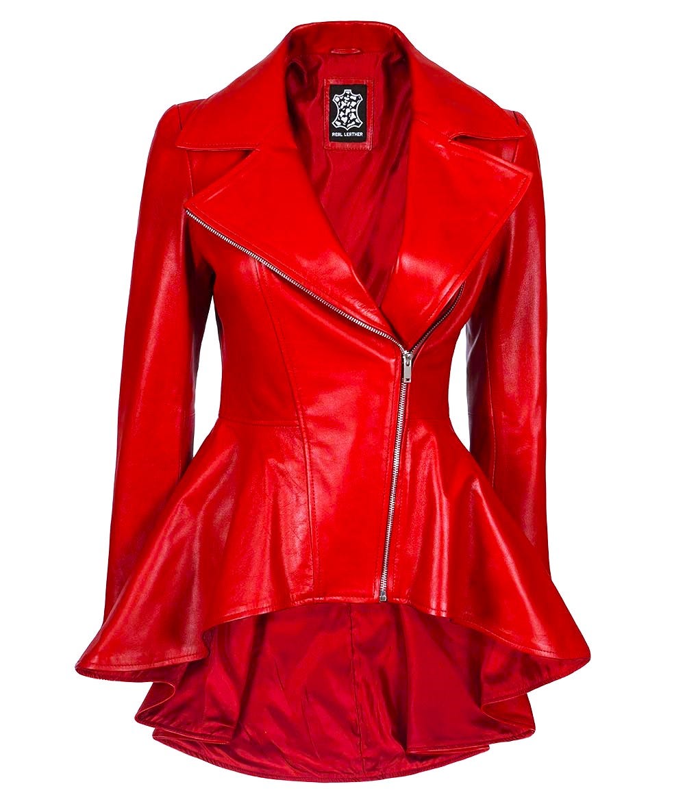 Radiate Confidence and Style: The Red Leather Peplum Jacket | by Aamber ...