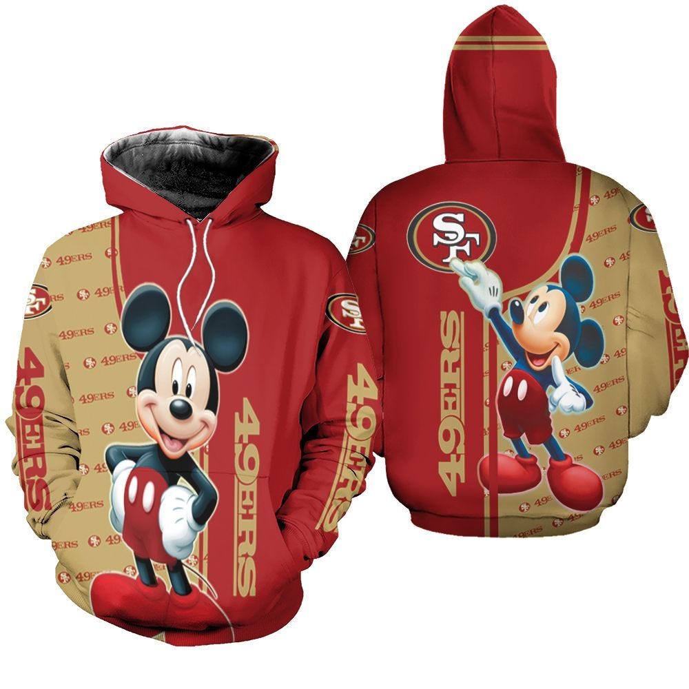 Mickey Mouse Paint Logo San Francisco 49Ers 3D Hoodie All Over Printed ...
