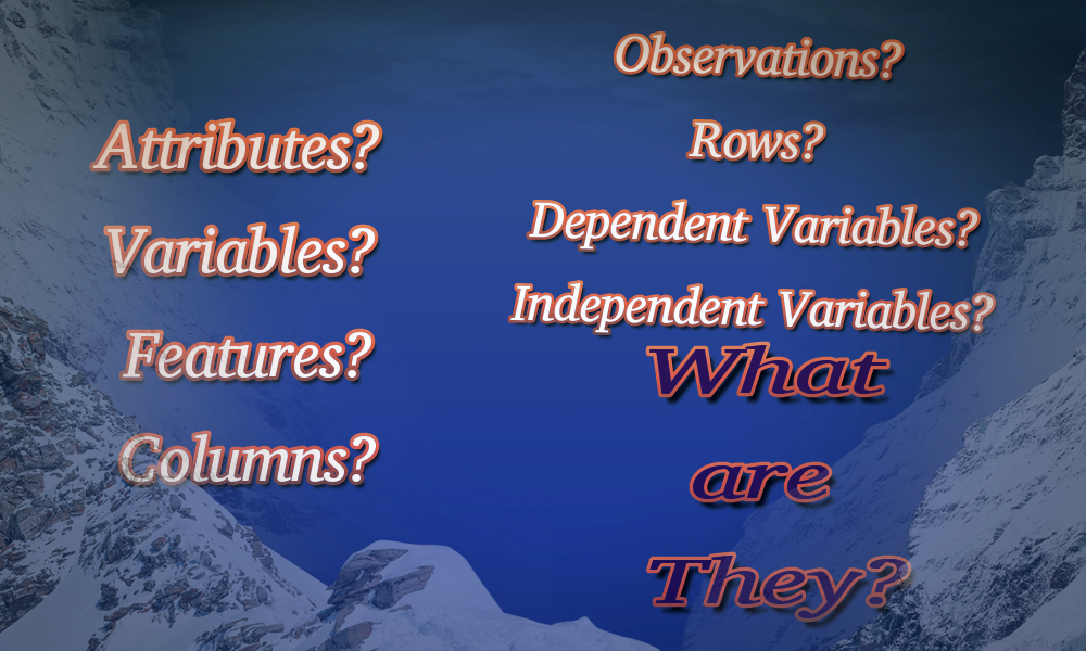 Attributes, Variables, features, Columns, Observations, Rows, Dependent ...