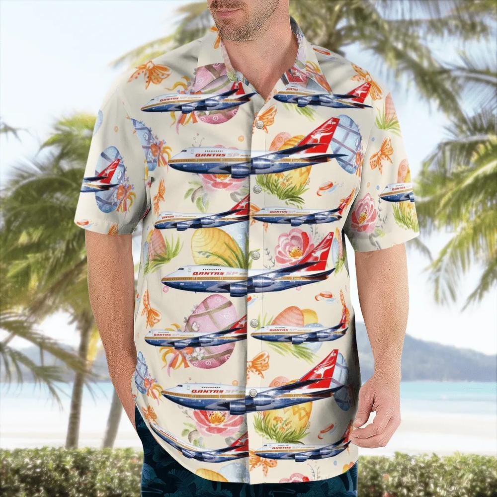 Qantas Boeing 747sp-38 Happy Easter Day Bunny Hawaiian Shirt Outfit ...