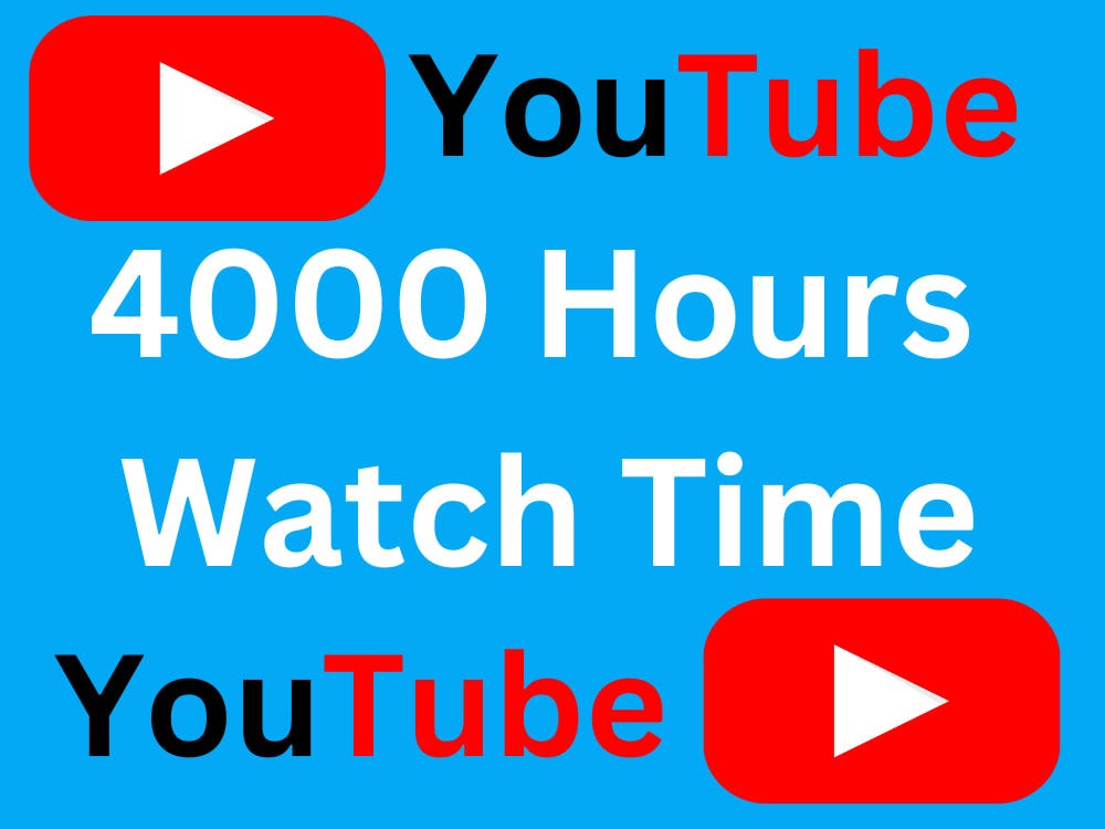 ⭐ Starter Package: 1000 hours of youtube watch time for 50$ ⭐ Standard ...