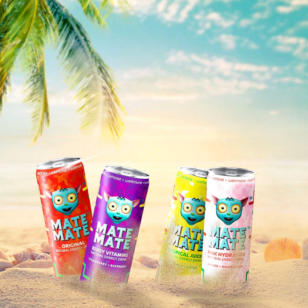 Mate Mate Natural Energy Drink | The 1st Energy Drink with Wellmune - Mate Mate - Medium