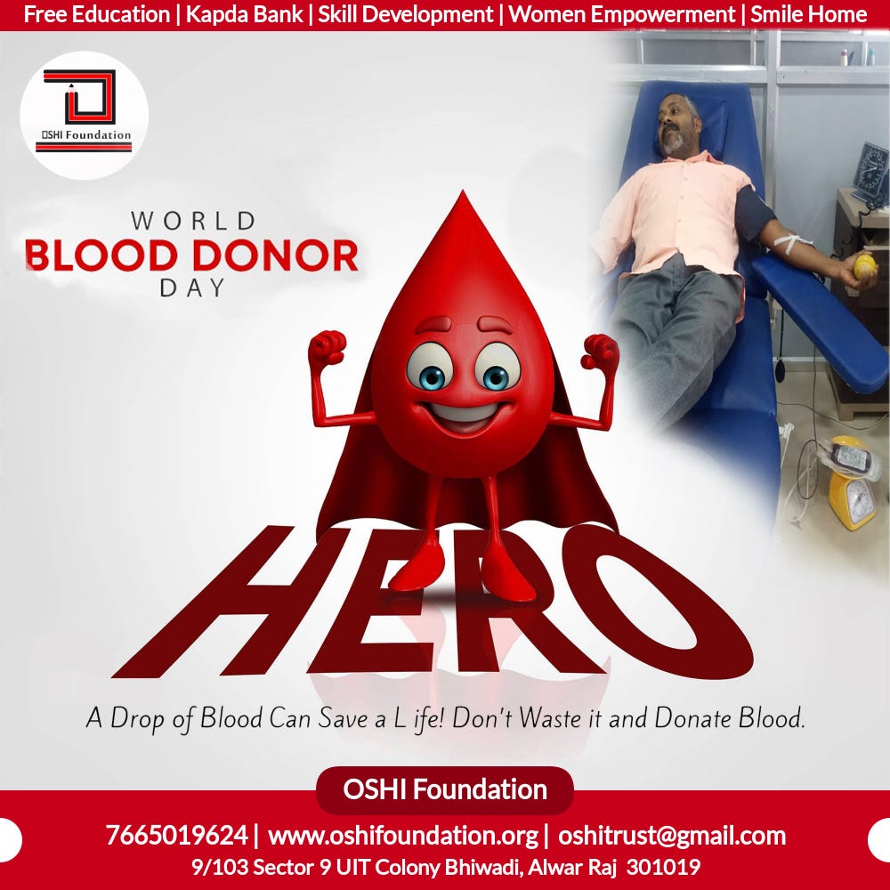 World Blood Donor Day OSHI Foundation Bhiwadi - Oshitrust - Medium