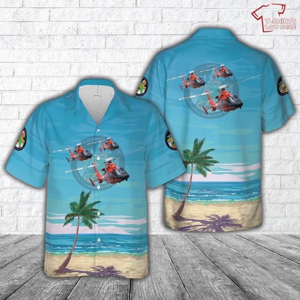 Us Coast Guard Air Station Miami Mh-65 Dolphin Aloha Hawaiian Shirt For ...