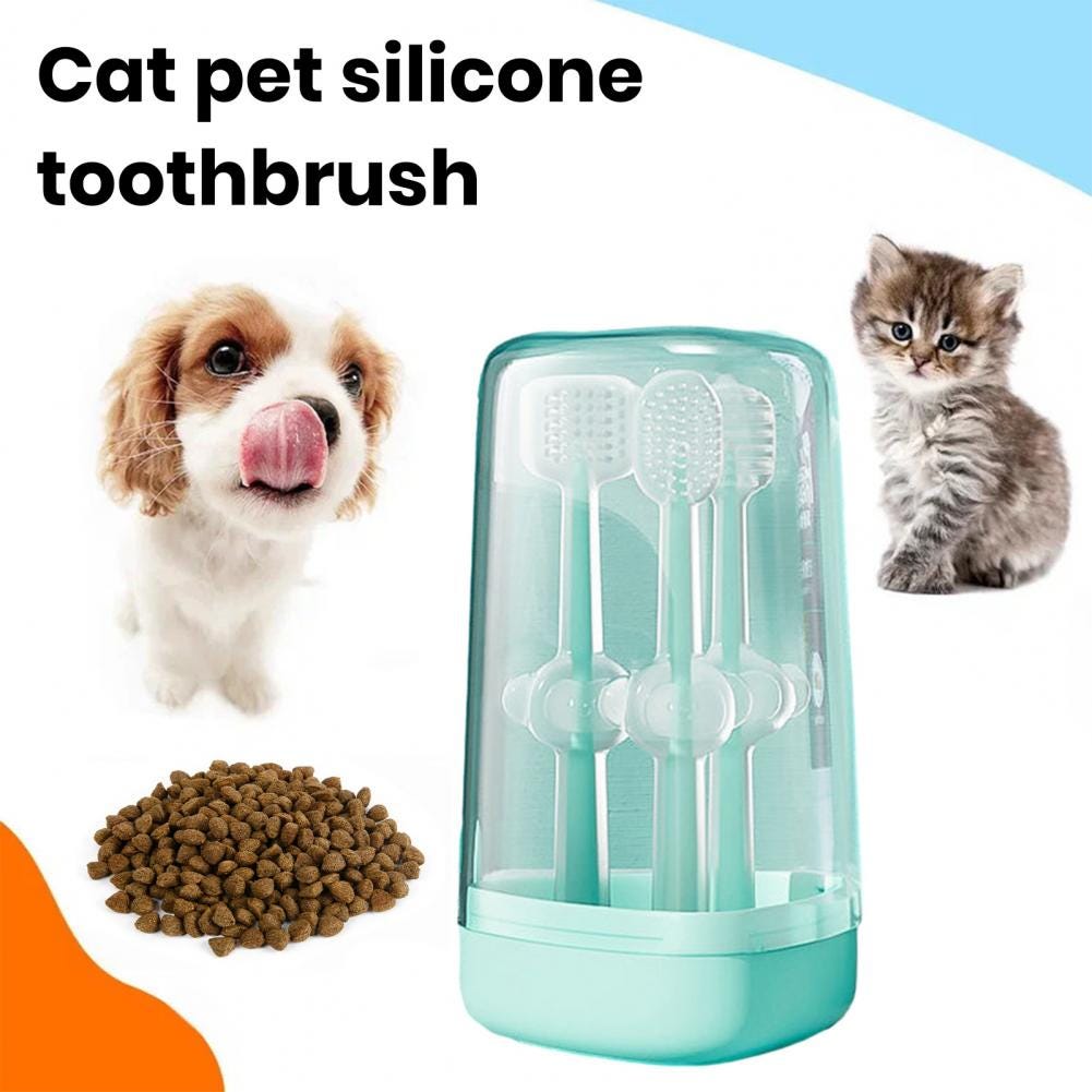 Pet Toothbrush Soft Bristles Ergonomic Handle Comfortable Grip Oral ...