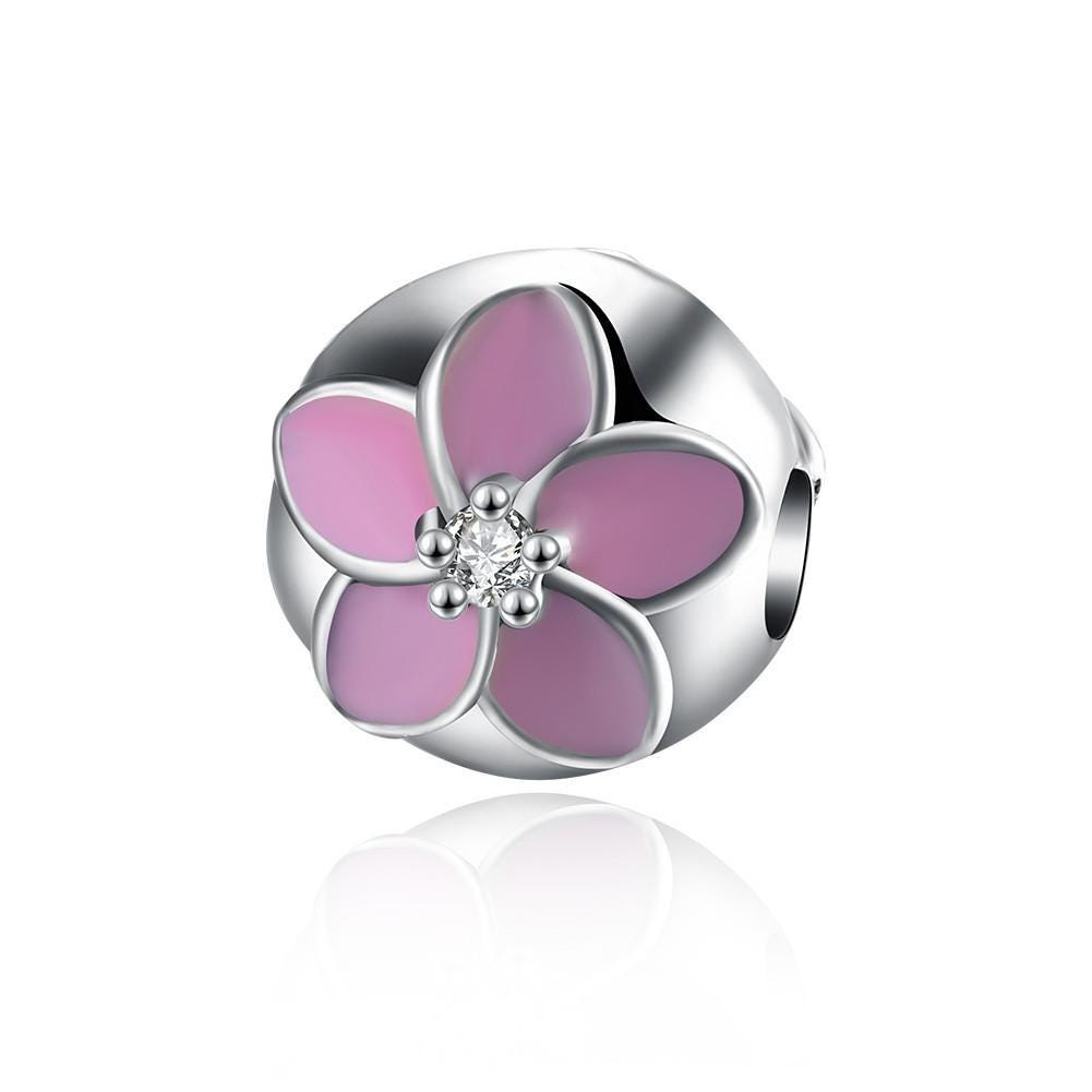 Sterling Silver Pink Daisy Charm ITALY Made - Arindani - Medium