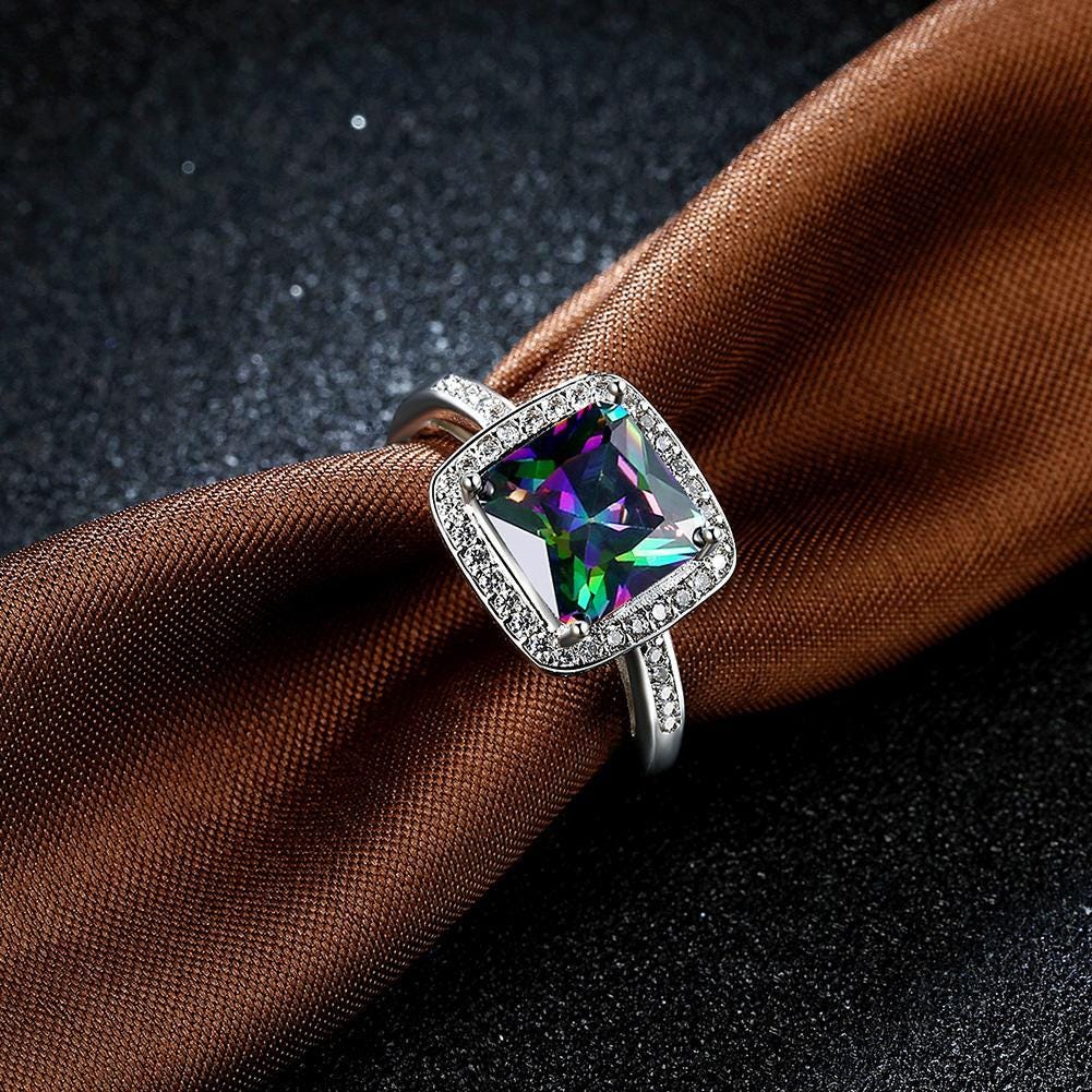 Pav’e Classic Emerald Cut Ring in 18K White Gold ITALY Made - Arindani ...