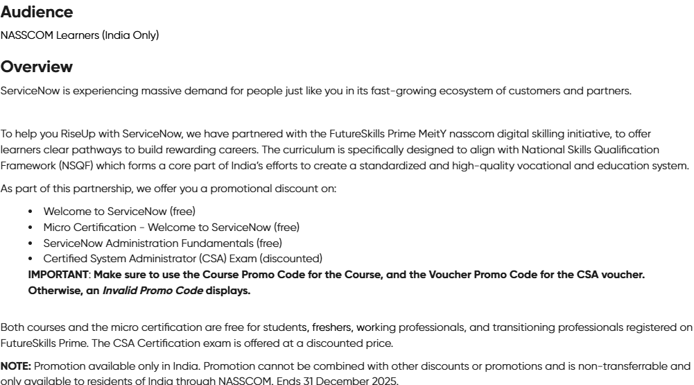 📚 Free ServiceNow Learning Path + CSA Exam Discount (🇮🇳 India Exclusive ...
