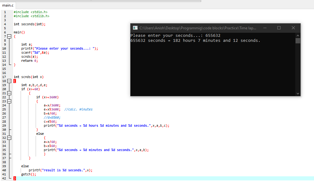 Codding Project on C language (time converter)— by Anish…. - Anish Bar ...
