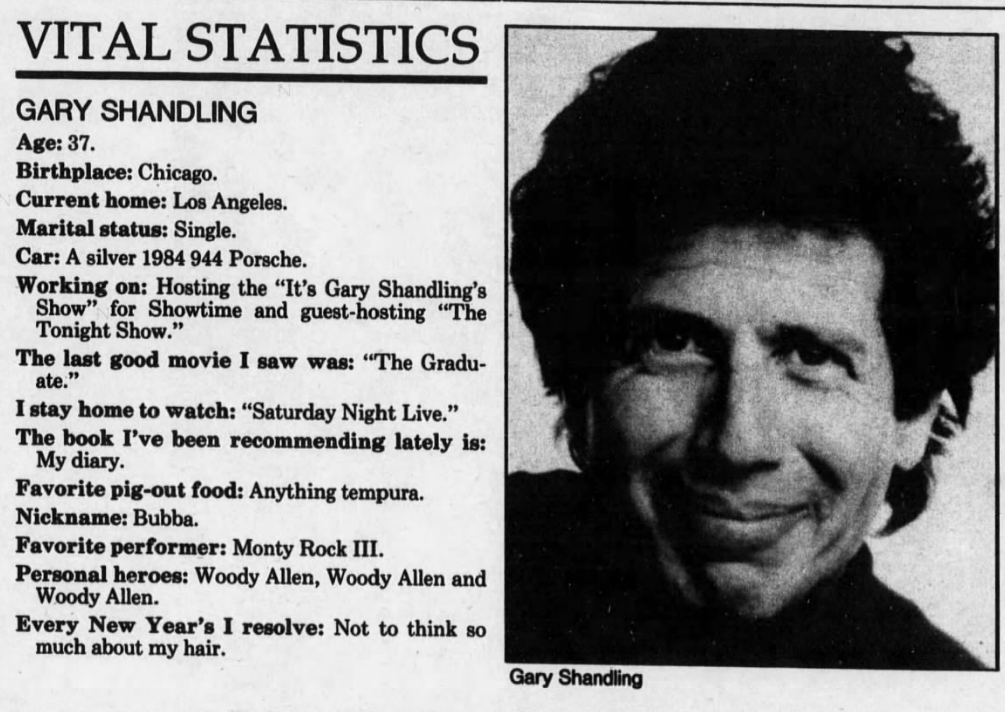 Gary/Garry Shandling—breaking more than the 4th wall with the Mandela ...