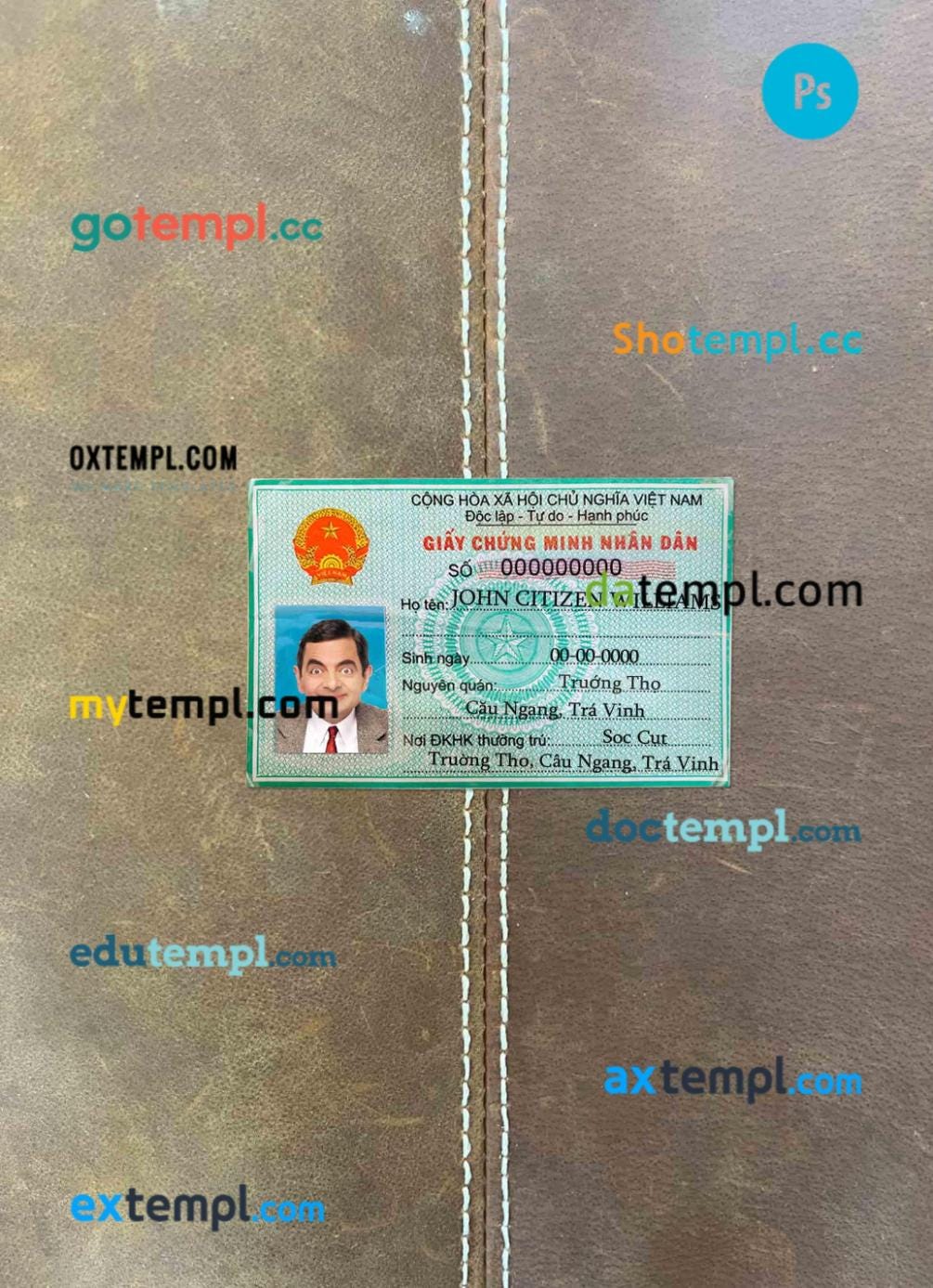 Vietnam ID card editable PSDs, scan and photo-realistic snapshot, 2 in ...