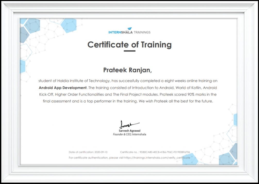 Thanks to Internshala’s online training certification programme, which ...