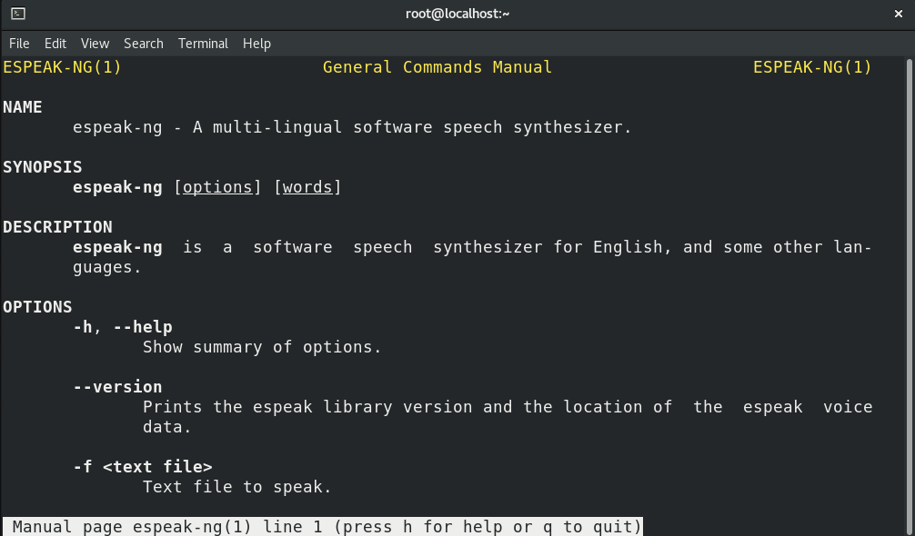 ‘espeak-ng’ options in Linux. Explore all the the option of… | by Satyajit Tunga | Medium