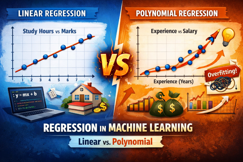 📈 Linear vs Polynomial Regression — Explained with Python, Intuition ...