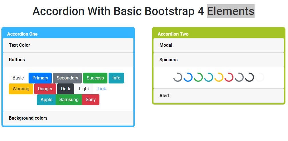 Simple Accordion With Basic Elements Using Bootstrap 4 | by w3hubs | Medium