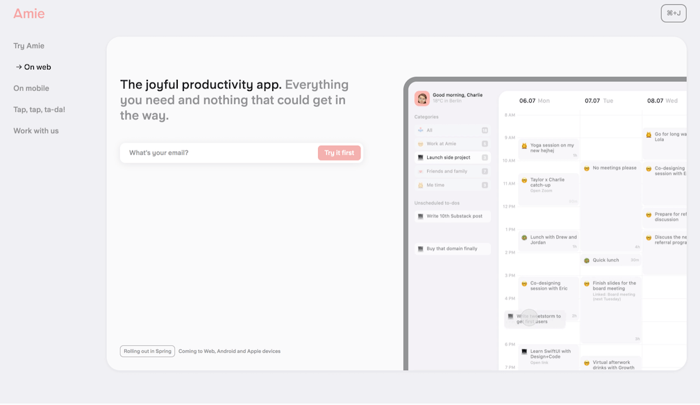 Product Exercise 1 — Amie, The Productivity App | by Siddharth Malpath ...