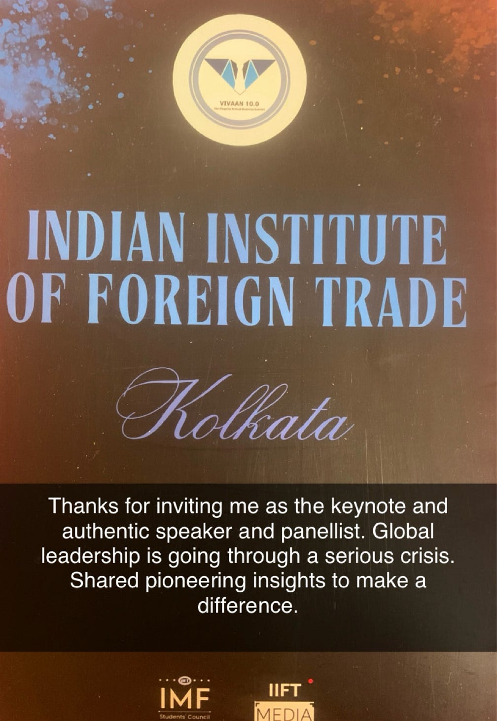 Thank You IIFT, Kolkata. Incredible experience at the Indian… | by SunDeep Mehra | Nov, 2024 ...