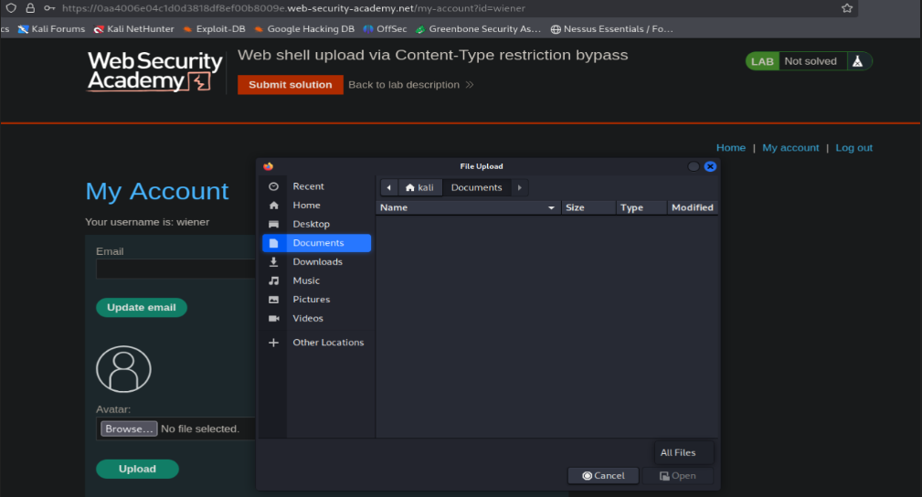 Portswigger Lab Web Shell Upload Via Content Type Restriction Bypass Writeup File Upload