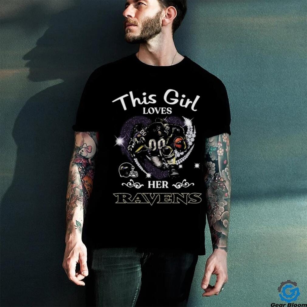 This girl loves her Baltimore Ravens Hearts diamond mascot 2024 shirt ...