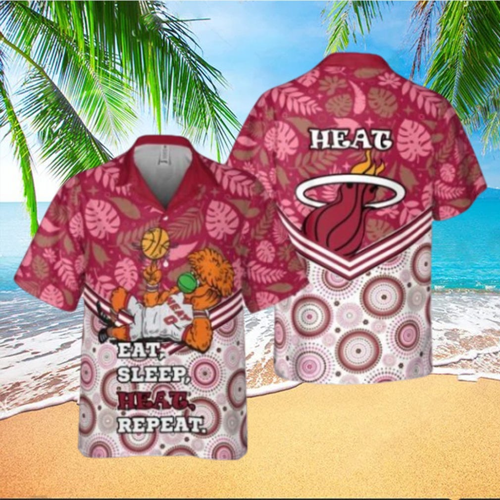 NBA Miami Heat Eat Sleep Heat Repeat Flower Pattern Print Hawaiian ...