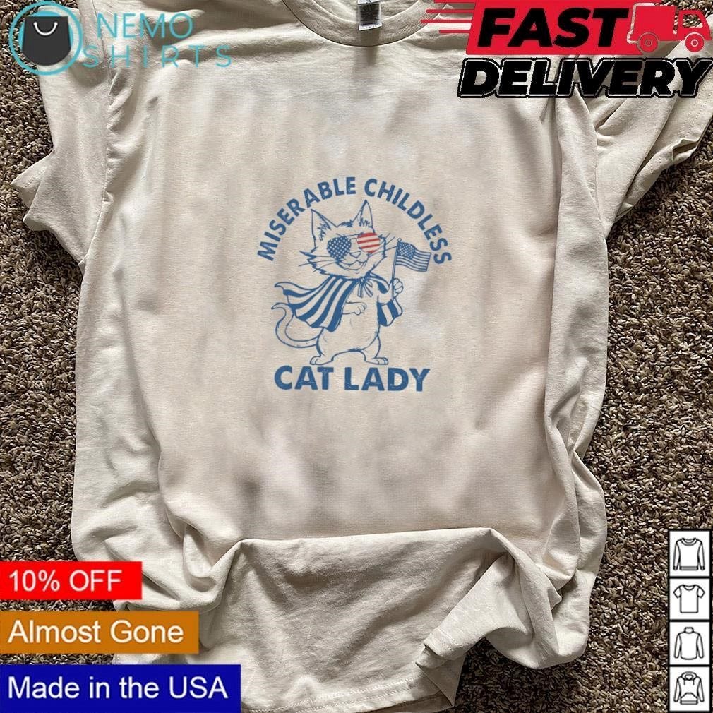 Miserable childless cat lady voting Kamala shirt - Nemo Clothing - Medium