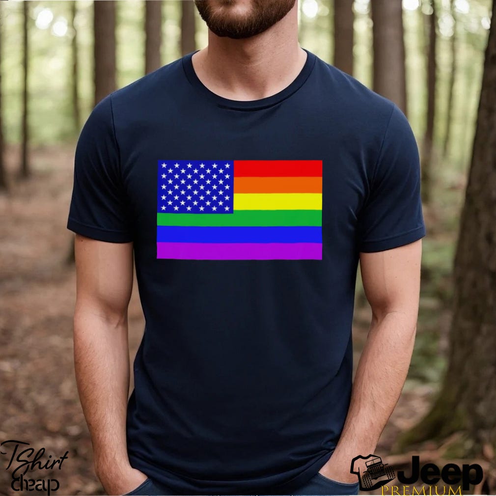 LGBT USA rainbow flag shirt - Cartea - Medium