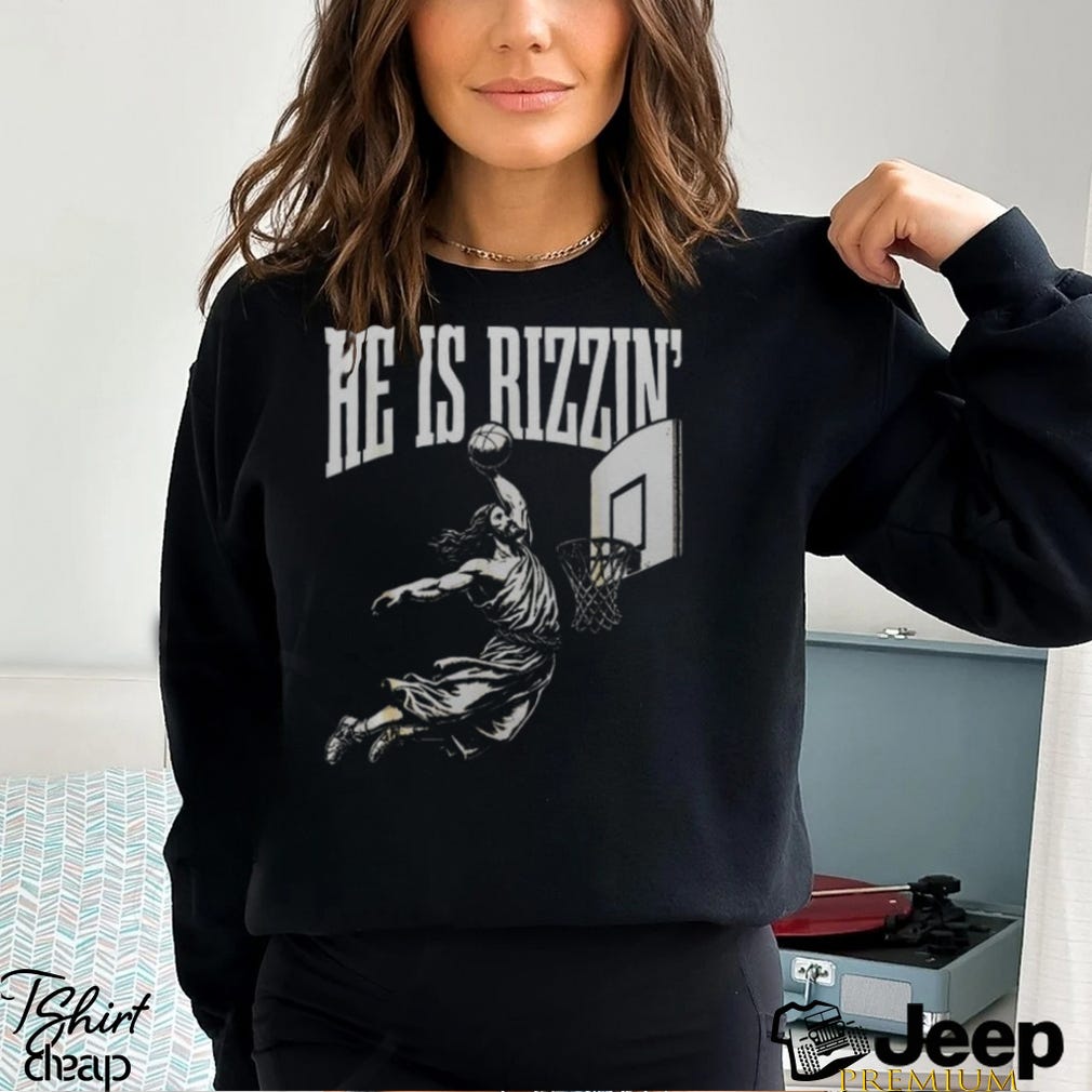 He Is Rizzin Jesus Playing Basketball Men’s T shirt | by Fashion Tee ...