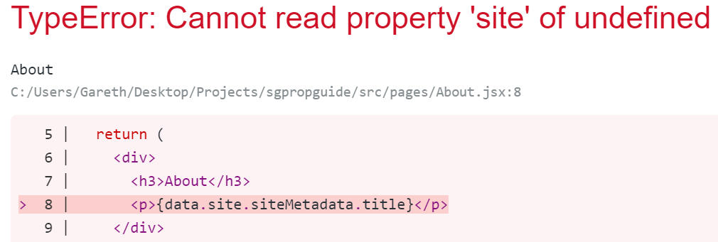 Data in gatsby using graphql. I have an empty page called about.js… | by sgpropguide | Medium