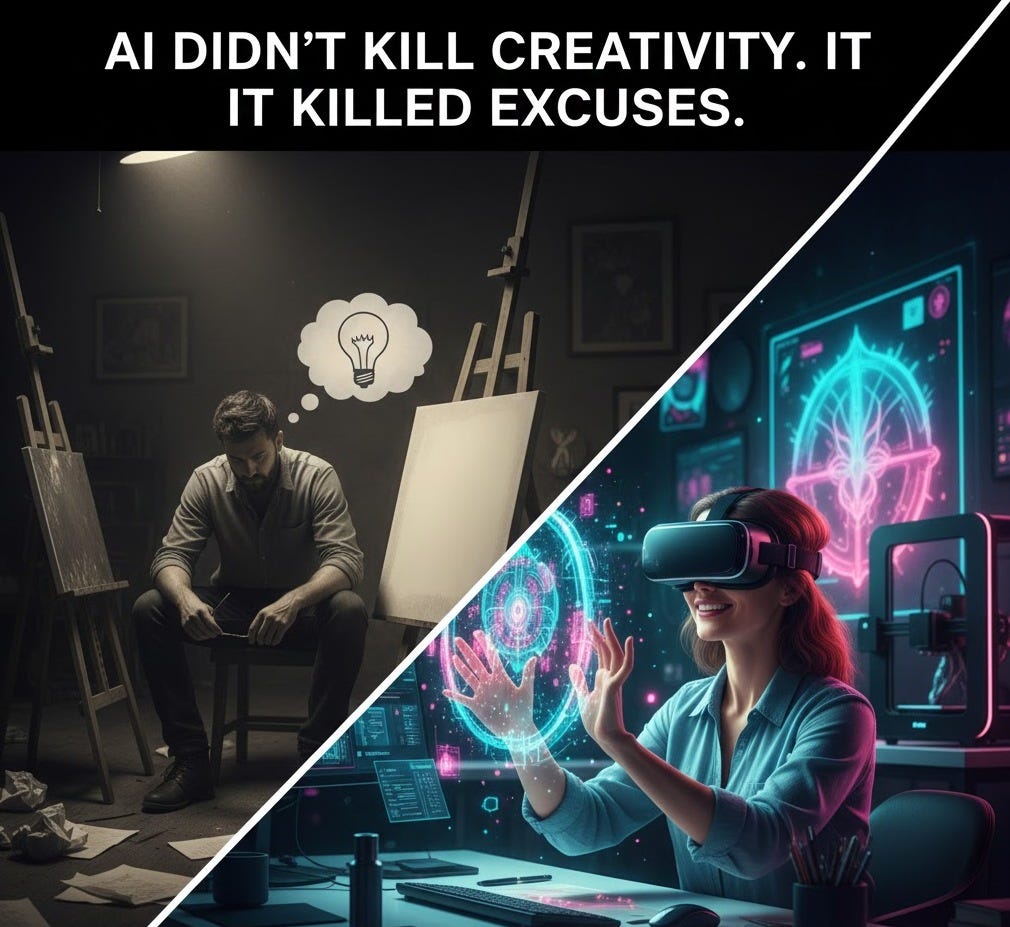 AI Didn’t Kill Creativity. It Killed Excuses. - Tryzub_X - Medium