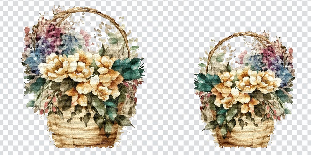 SPRING FLORAL BASKET FREE VECTOR PNG - Nobgfx Graphic Designer - Medium