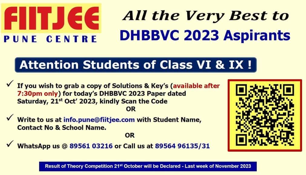 FIITJEE Pune Centres Wishes ALL THE VERY BEST to all Aspirants of DHBBVC 2023! For grabbing a ...