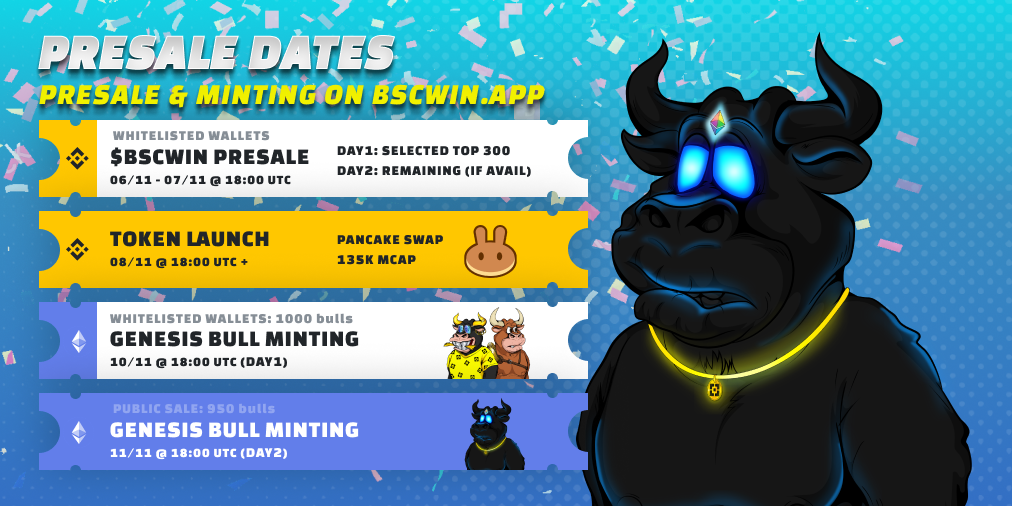 BSCWIN Bulls Token Presale, Launch, and Genesis NFT minting | by BSCWIN ...