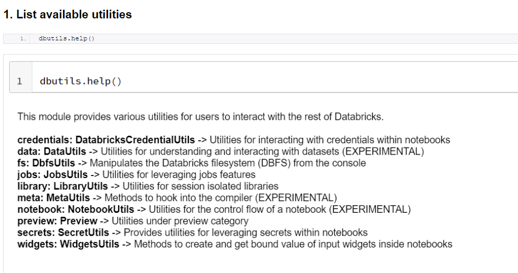 Comandos Databricks Utilities(dbutils) en Databricks | by Anibal Linares | Medium