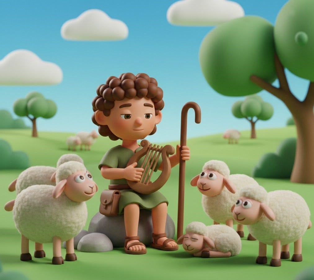David the Brave Shepherd Boy. Once upon a time, there was a young boy ...