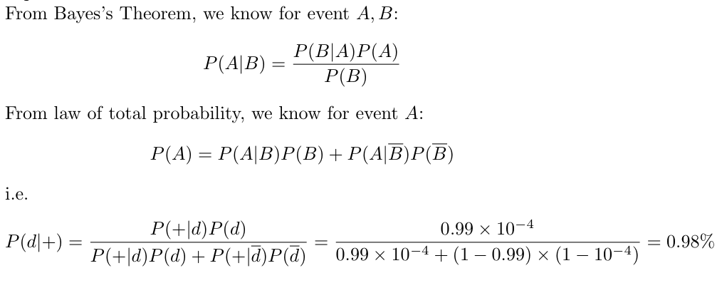 Bayes s Theorem Law Of Total Probability Rare Event Probability 