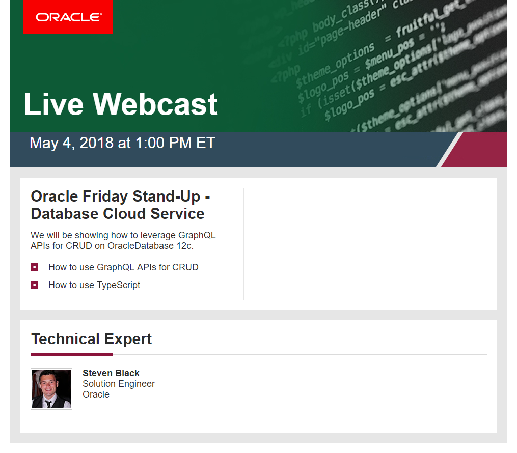 Graphql Oracledb Stand Up Friday Talk | by Steven Black | Oracle Cloud ...