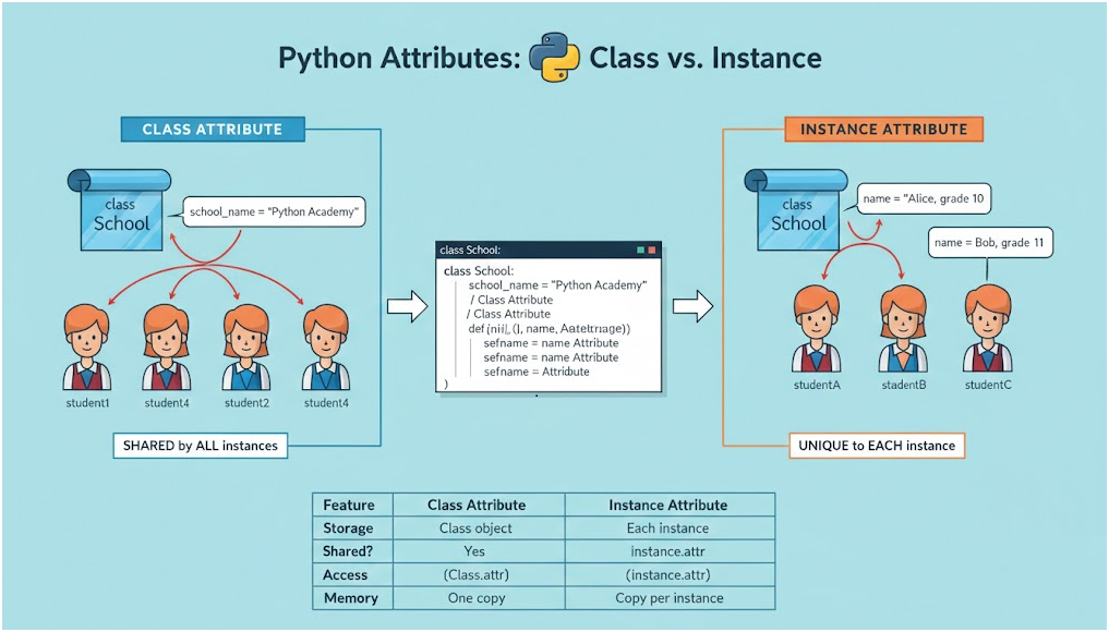 Python Class vs Instance Attributes: The “Two Storage Rooms” Model ...